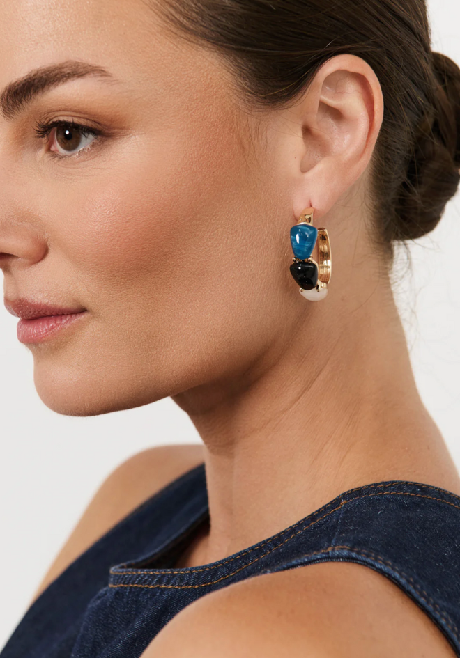 Resin Shapes Three Tone Hoops | Adorne | Kat and Ko – Kat and Ko Clothing