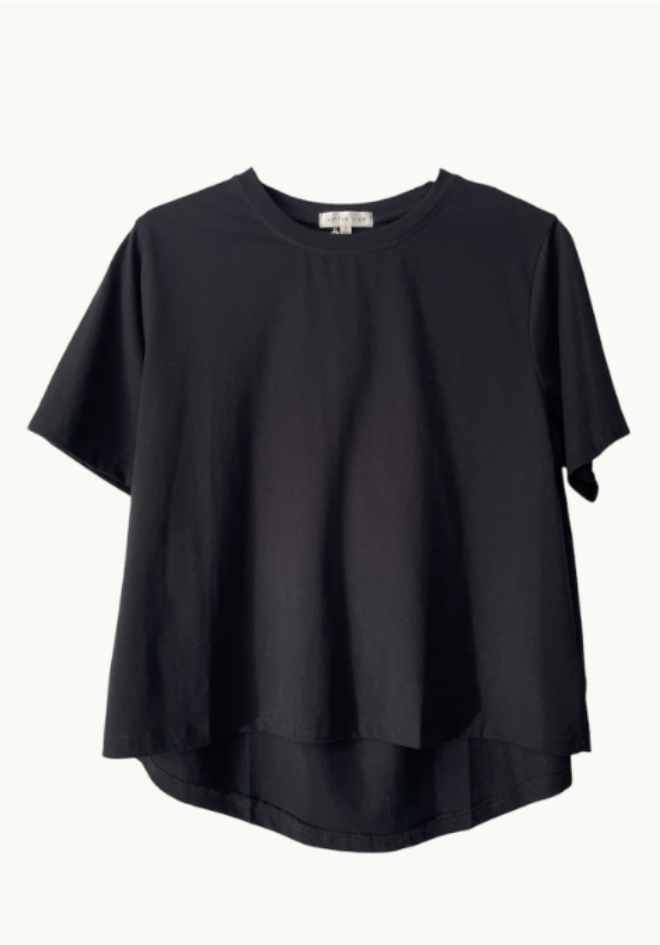 Trendy Pleat Back Tee Black - Timeless Style by Kat & Ko